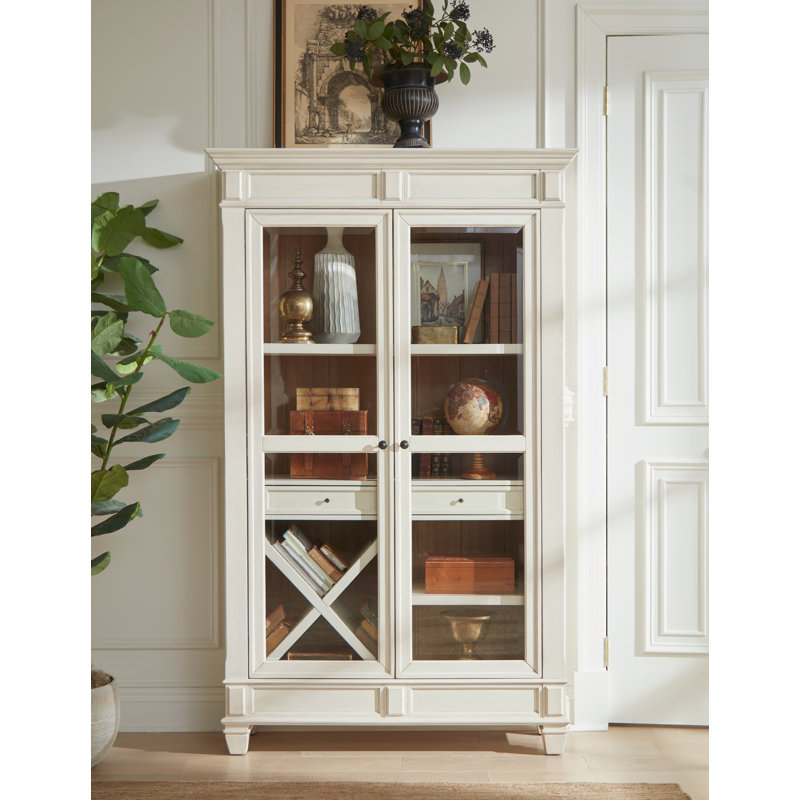 Eddina Traditional Wood Kitchen Display Cabinet Dining Storage Charlton Home Color White
